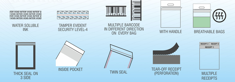 Tamper Evident Bags manufacturer, supplier and exporter in Mumbai, India